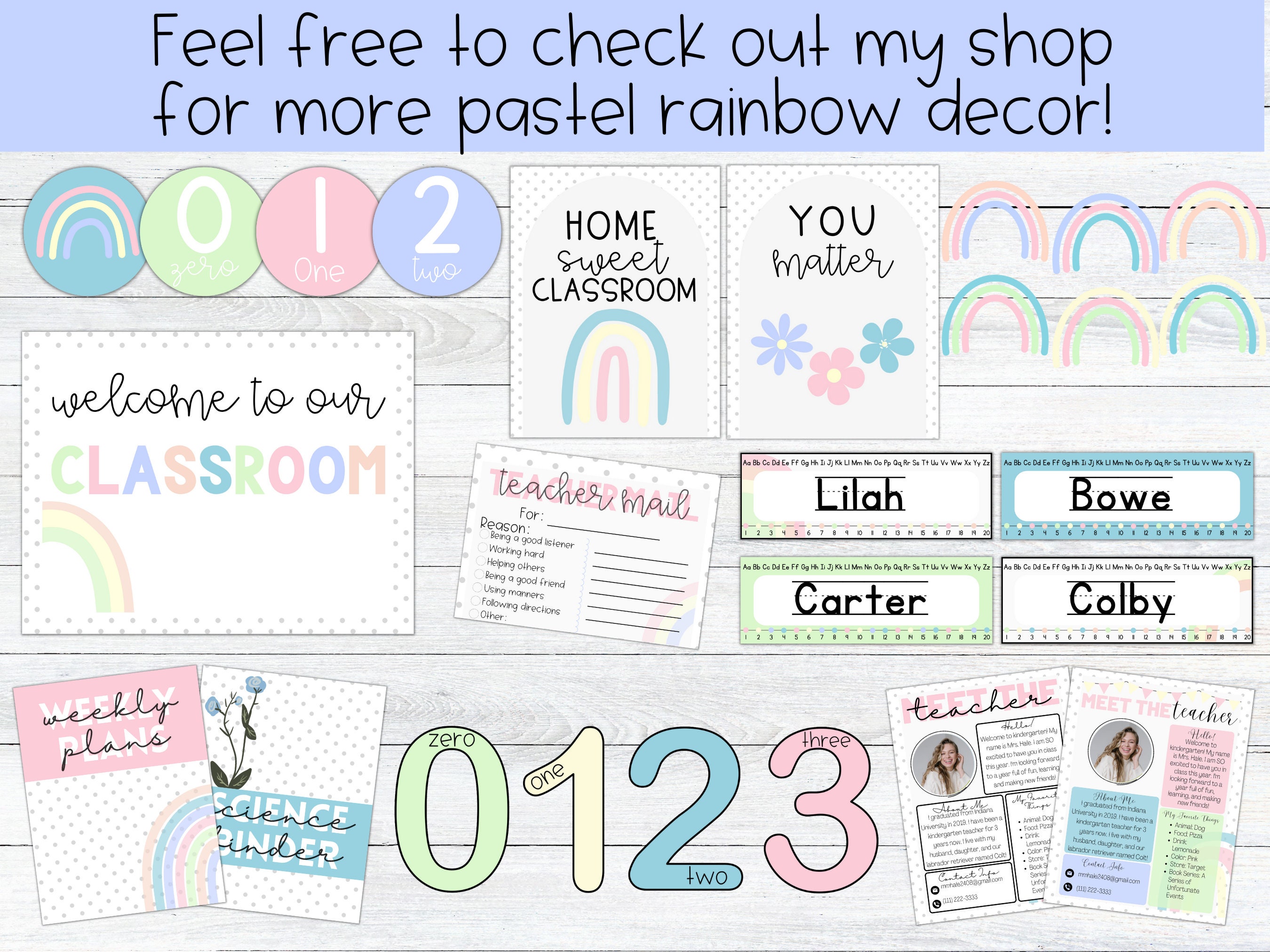 Pastel Rainbow Number Posters Classroom Decor 0-20 Number - Etsy