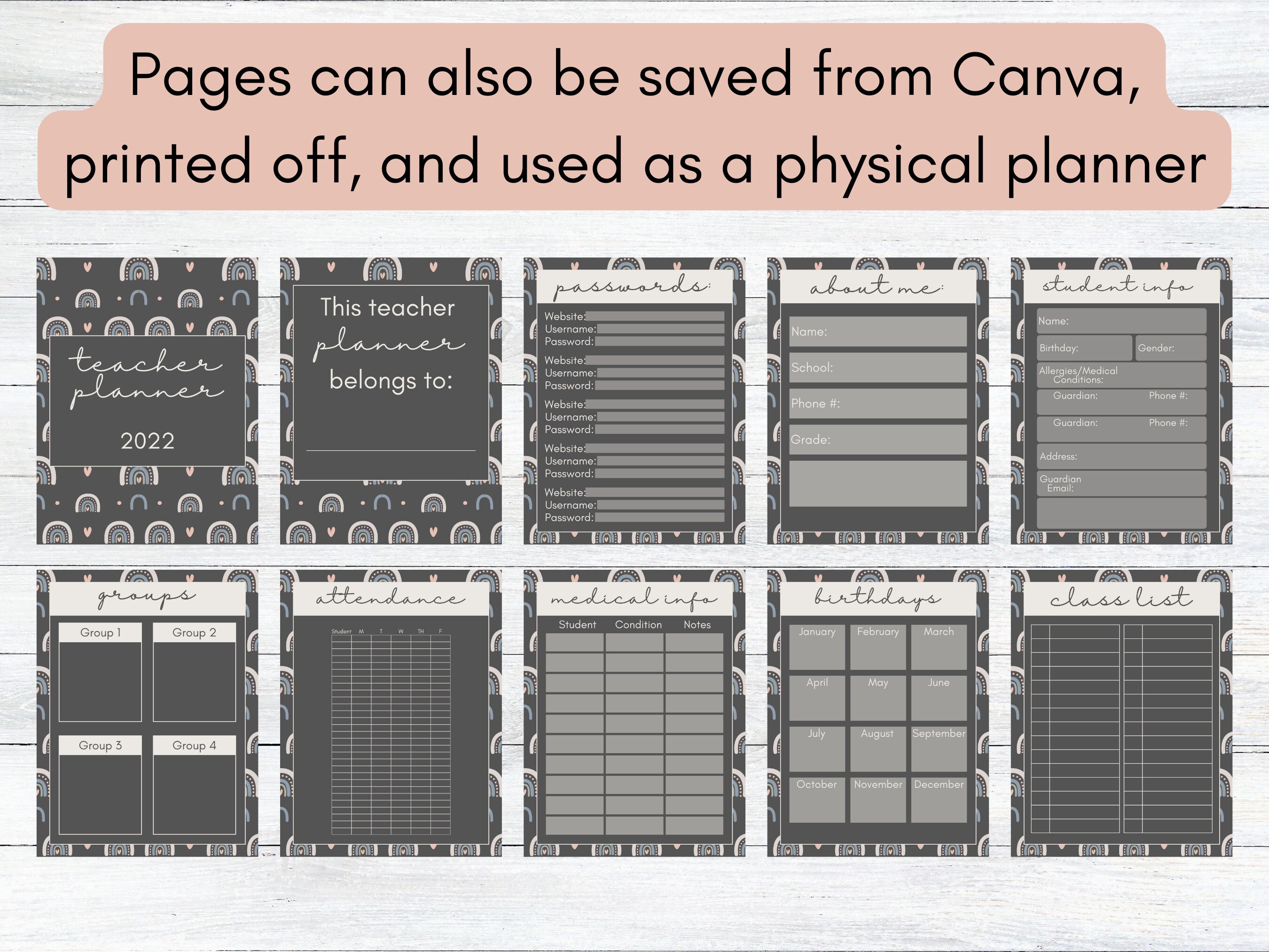 Dark Mode Teacher Planner | Digital Teacher Planner, Printable Teacher ...