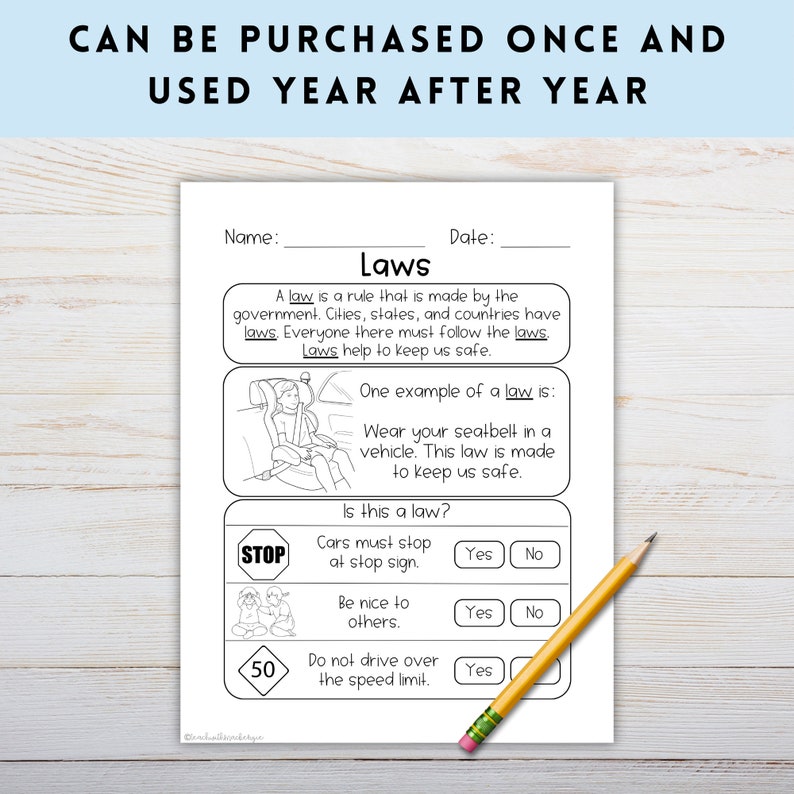 Rules and Laws Worksheets | Printable Social Studies Worksheet, First ...