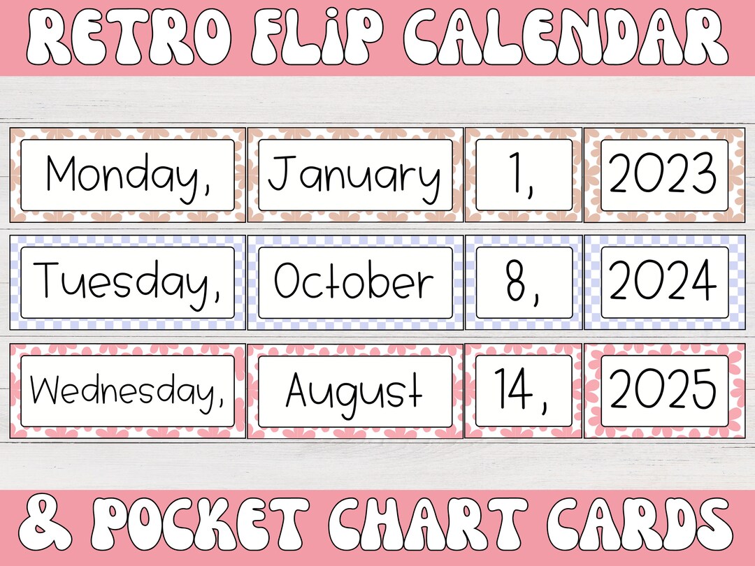 Retro Flip Calendar and Pocket Chart Cards | Retro Classroom Decor ...