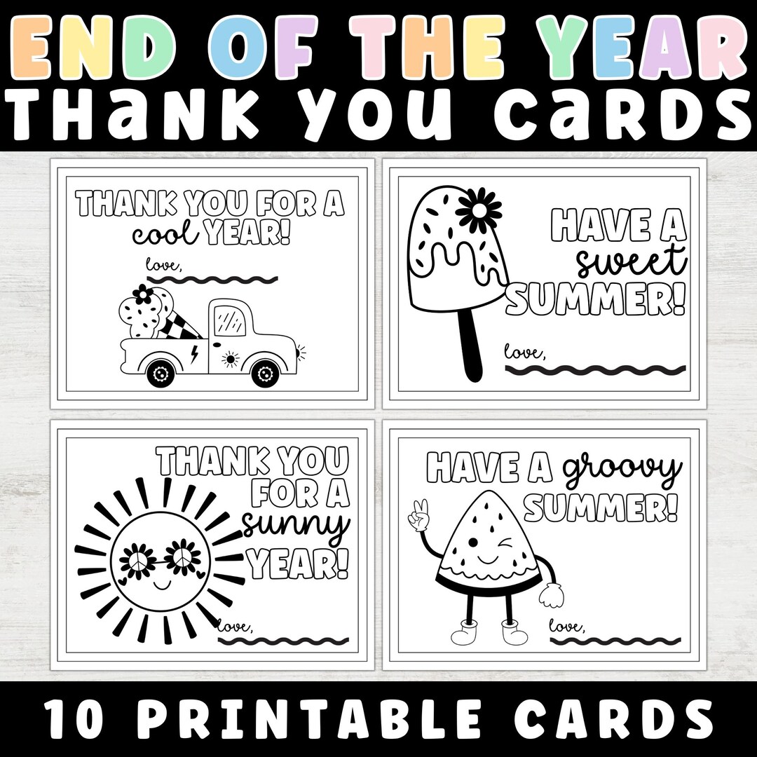 End of the Year Thank You Cards for Students | Printable Student ...