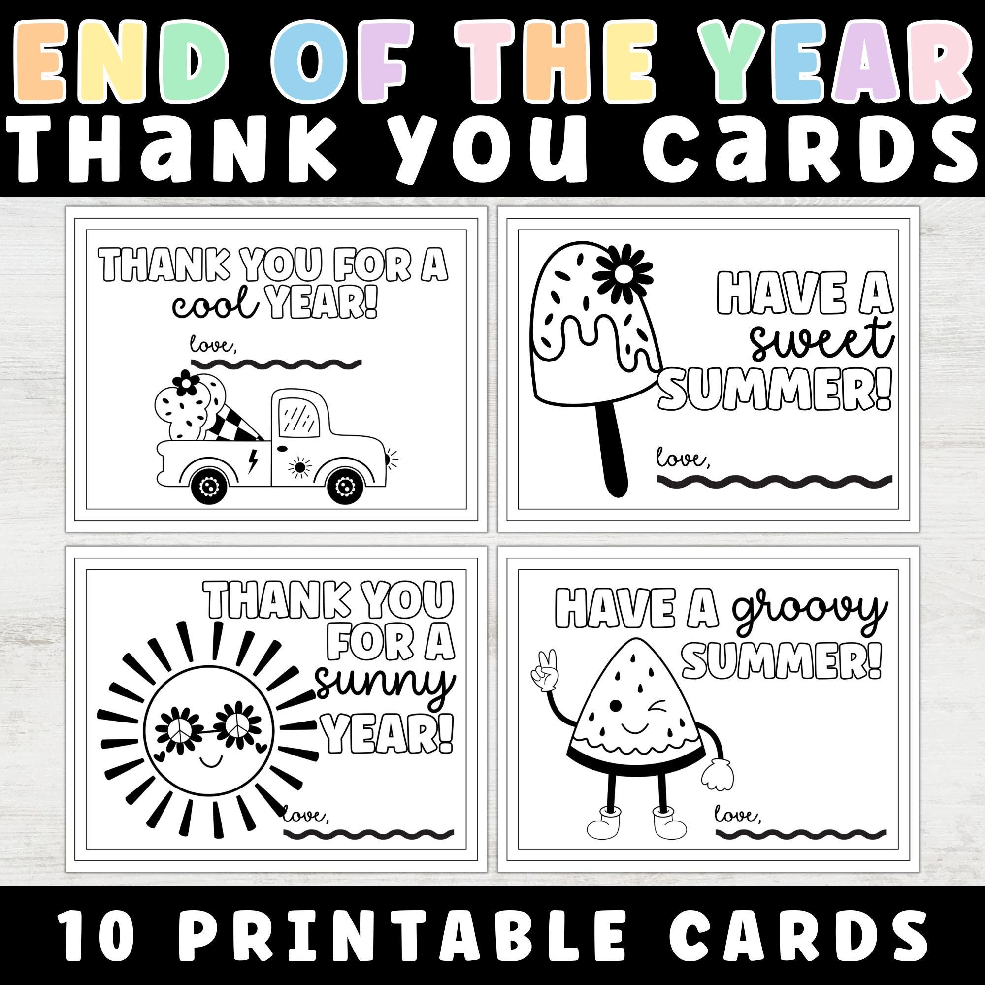 End of the Year Thank You Cards for Students | Printable Student ...