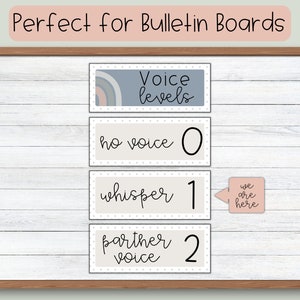 Boho Rainbow Voice Level Charts | Noise Level Posters | Classroom Decor ...