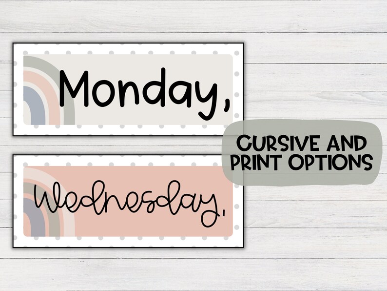 Boho Rainbow Flip Calendar and Pocket Chart Cards Flip - Etsy