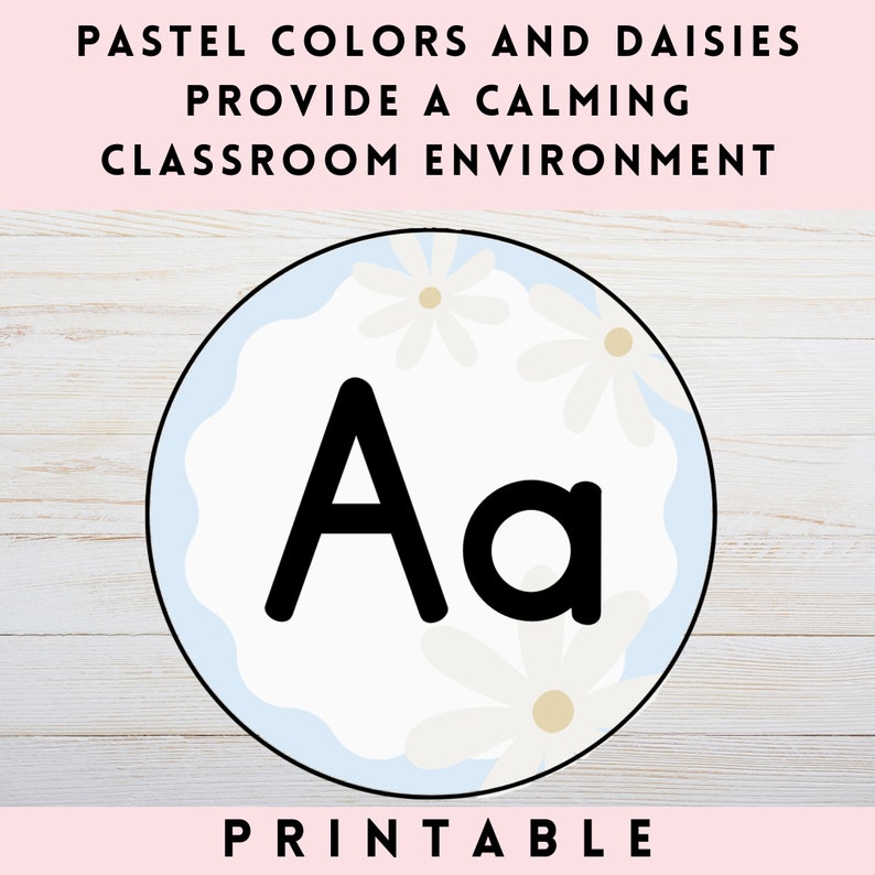 Daisy Pastel Alphabet Posters Pastel Classroom Decor, Retro Classroom ...