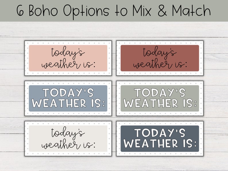 Boho Rainbow Weather Label Cards | Polka Dots, Classroom Decor ...