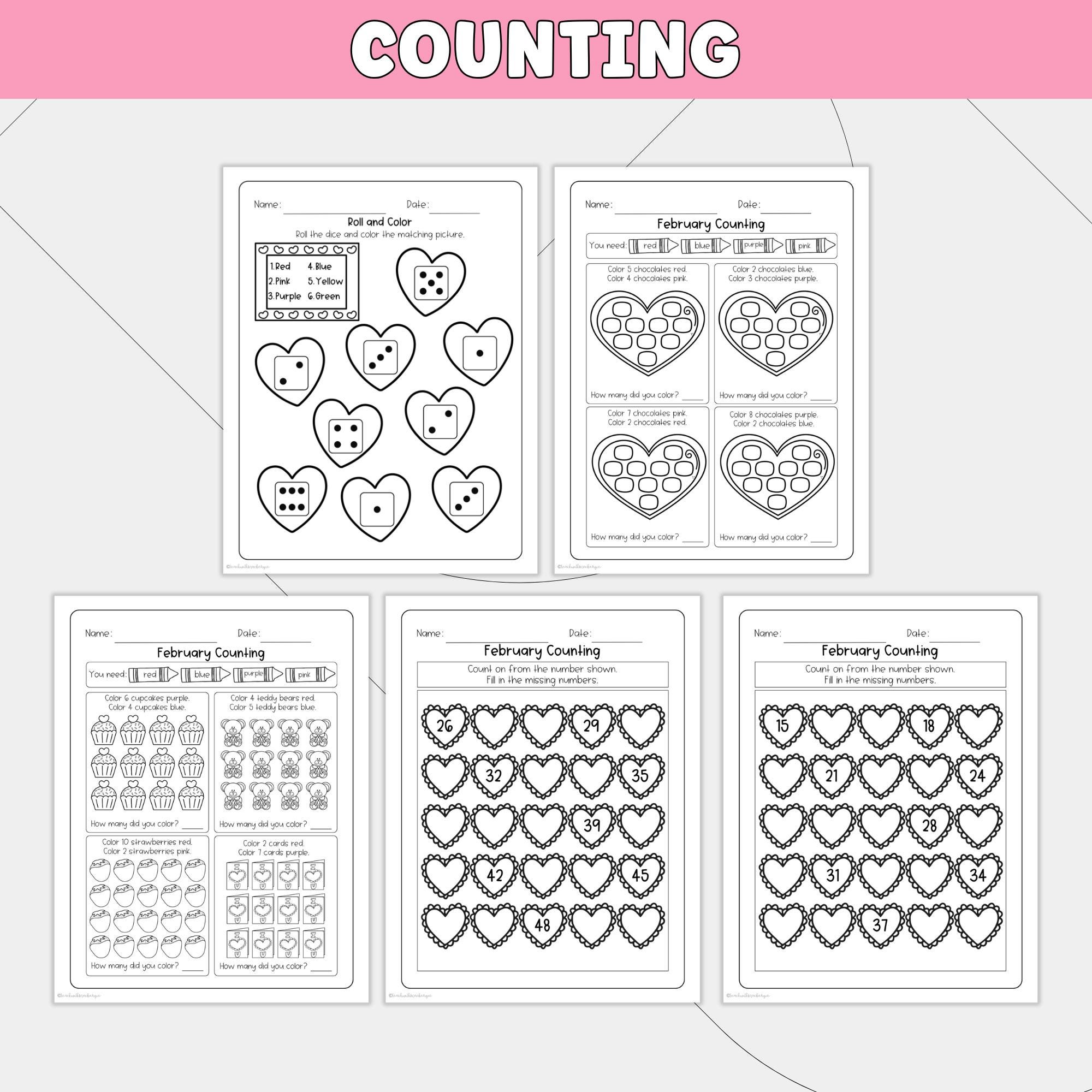 Valentine’s Day Math Worksheets for Kindergarten | February Math ...