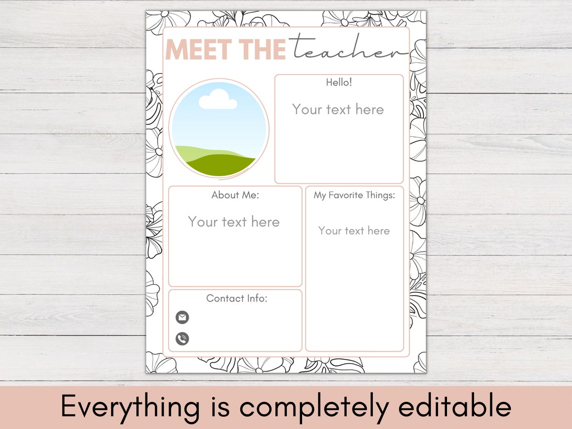 Floral Meet the Teacher Template | Back to School, Teacher Template ...