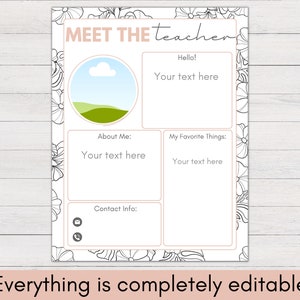 Floral Meet the Teacher Template | Back to School, Teacher Template ...