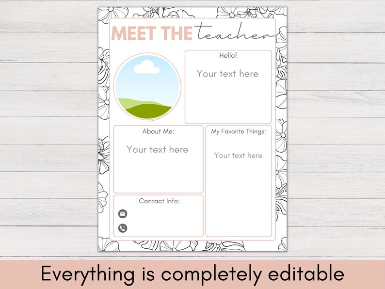 Floral Meet the Teacher Template Back to School, Teacher Template, Open ...