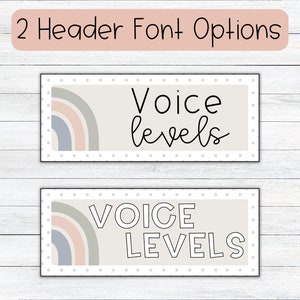 Boho Rainbow Voice Level Charts | Noise Level Posters | Classroom Decor ...