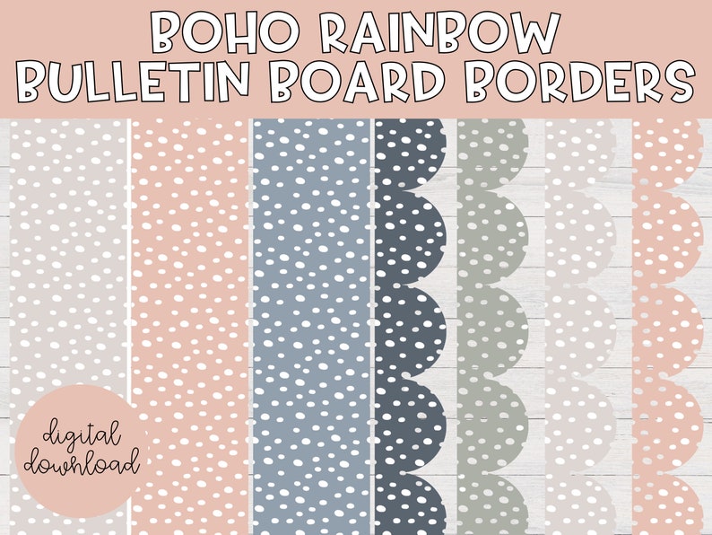 Boho Rainbow Bulletin Board Borders Boho Rainbow Classroom - Etsy