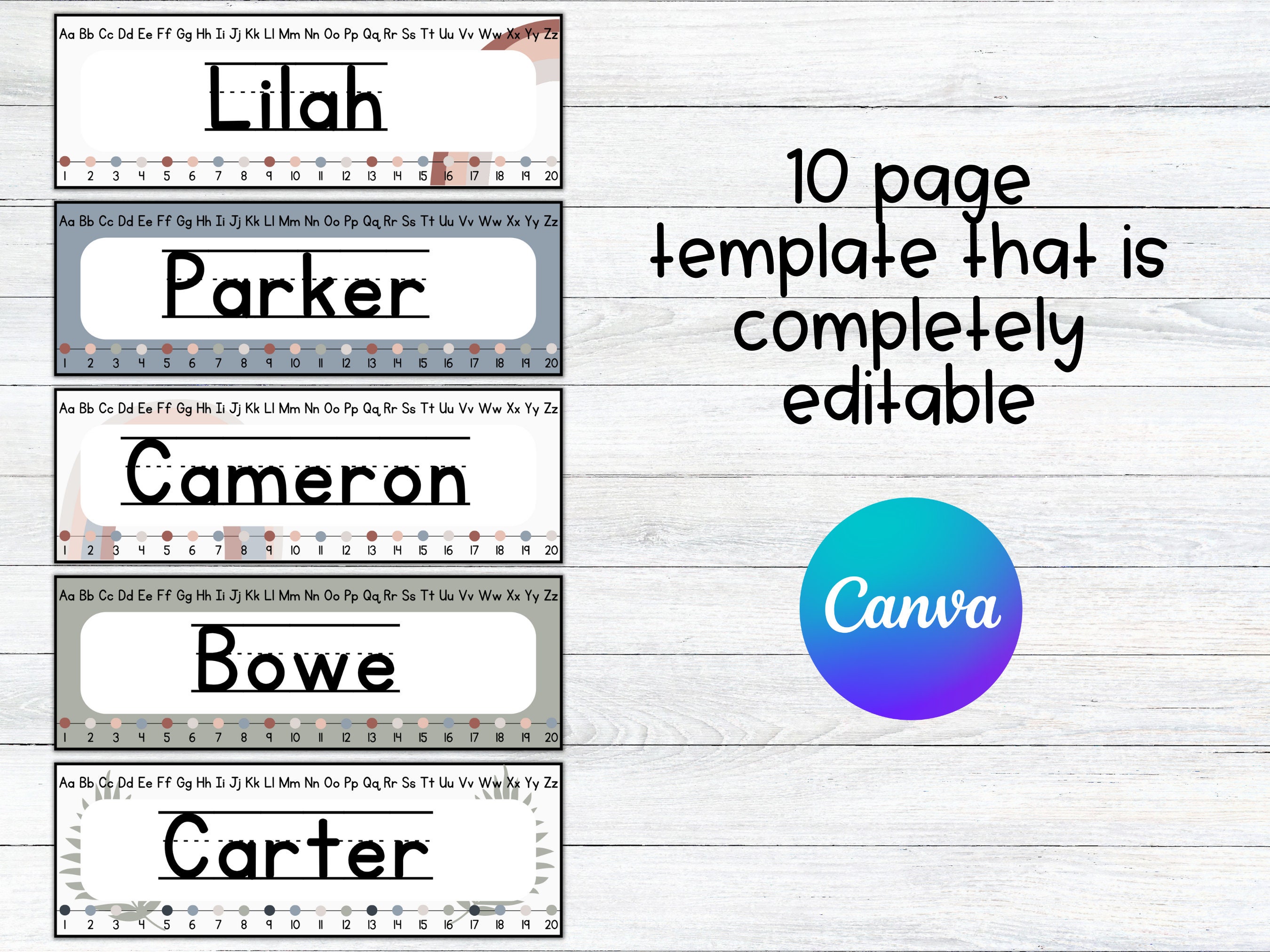 Boho Rainbow Editable Desk Name Tags Classroom Labels for - Etsy