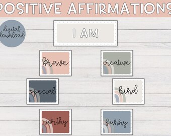 Boho Rainbow Positive Affirmation Classroom Decor Download and ...