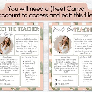Cactus Meet the Teacher Template | Editable Template, Back to School ...