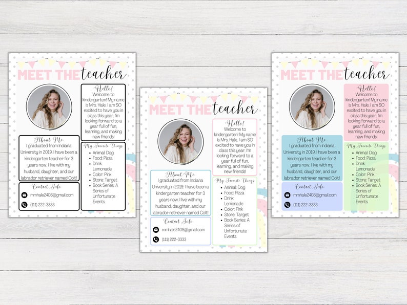 Editable Meet the Teacher Template | Pastel Rainbow | Back to School ...