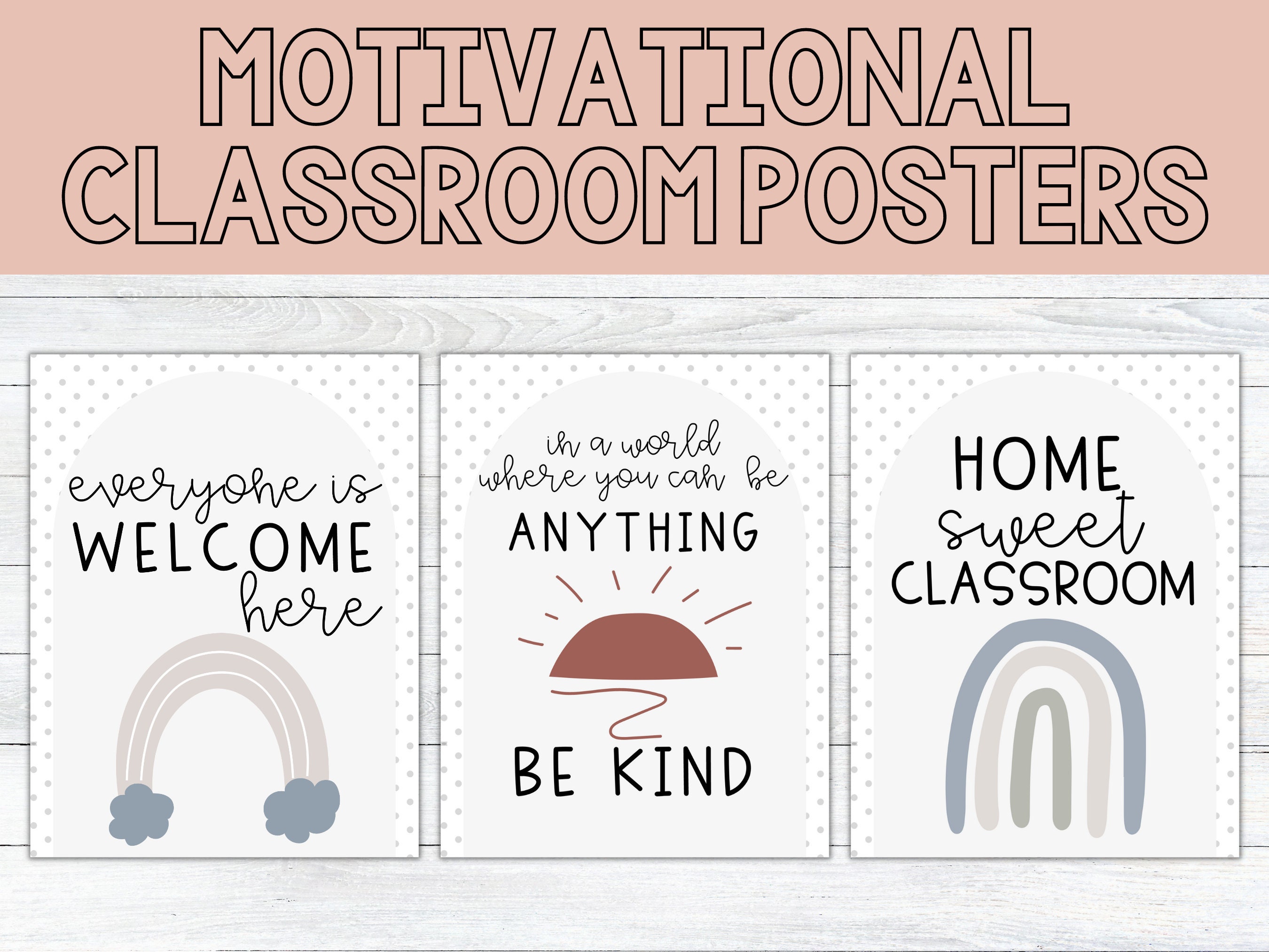 Boho Rainbow Motivational Posters Classroom Decor Classroom - Etsy