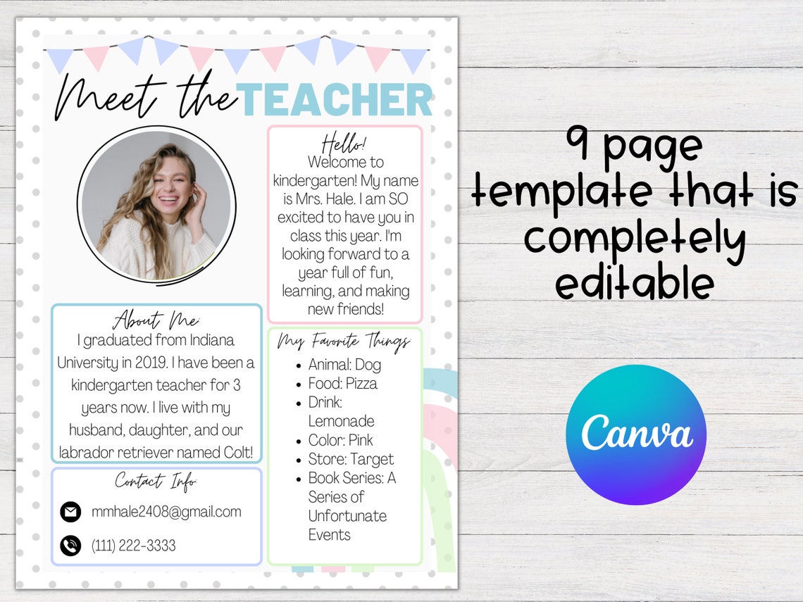 Editable Meet the Teacher Template Pastel Rainbow Back to - Etsy