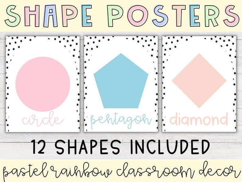 Pastel Rainbow Shape Posters Classroom Decor Educational - Etsy