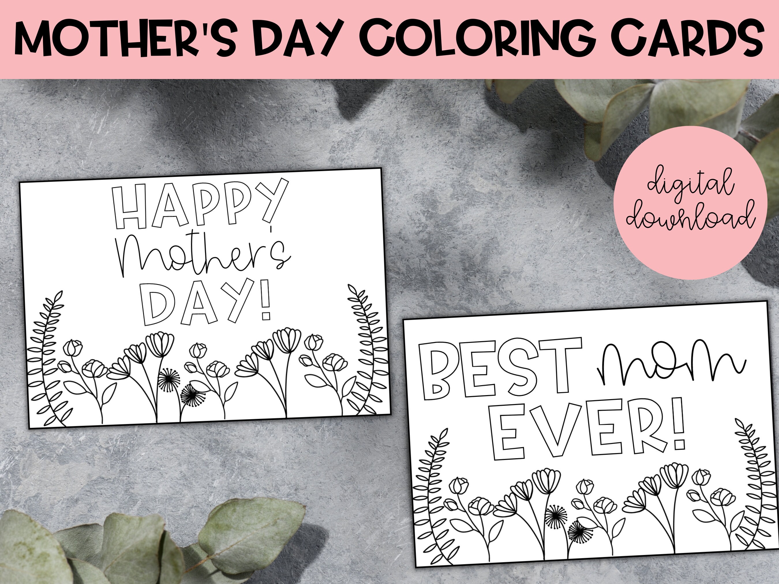 Mother's Day Coloring Cards Printable Mothers Day Cards, Mothers Day ...