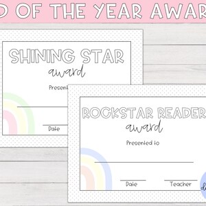 End of the Year Awards | Classroom Awards, Pastel Rainbow Classroom ...