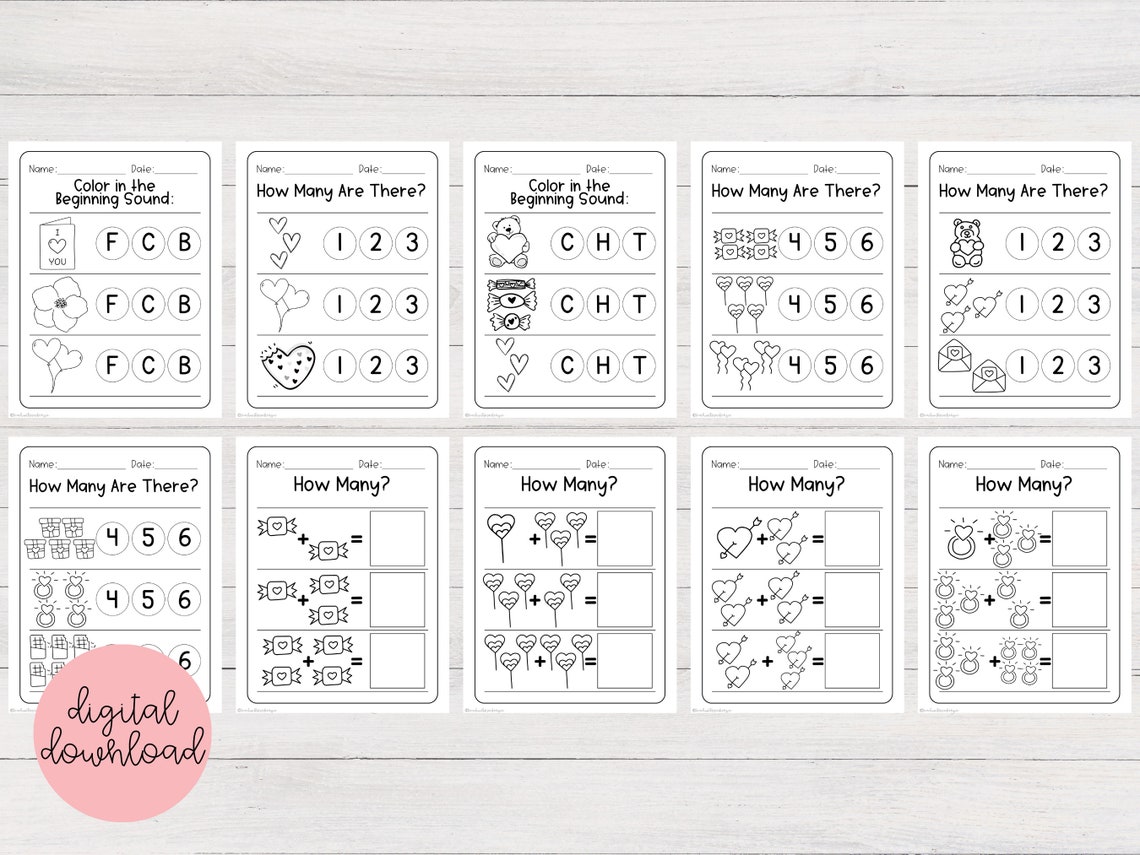 Valentine's Day Worksheet Bundle Printable Valentines - Etsy