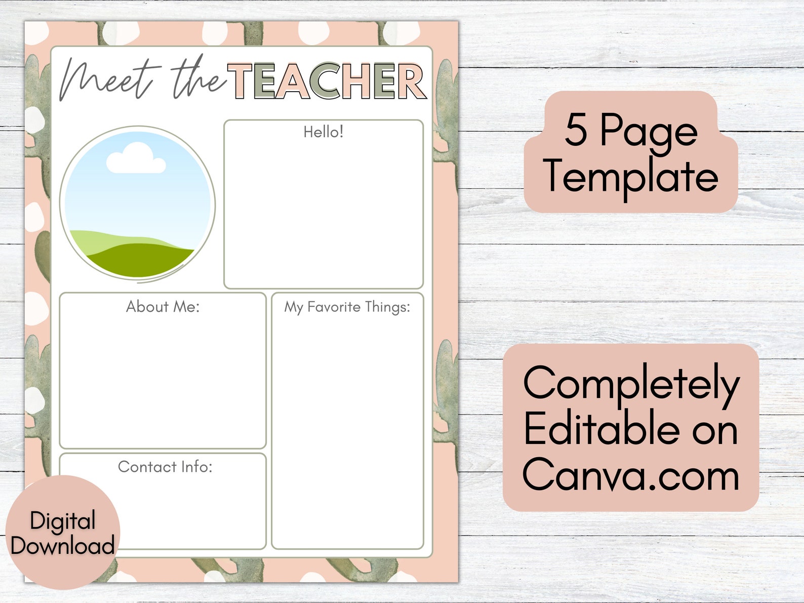 Cactus Meet the Teacher Template | Editable Template, Back to School ...