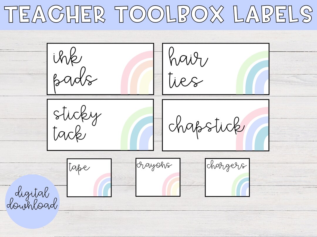 Teacher Toolbox Labels | Pastel Rainbow Teacher Toolbox Labels ...