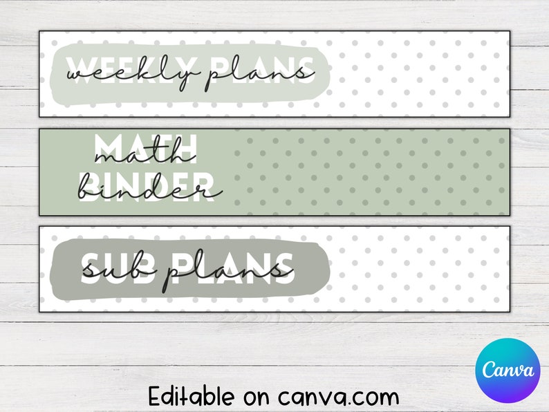 Binder Cover and Spines Editable Modern Greenery Binder - Etsy