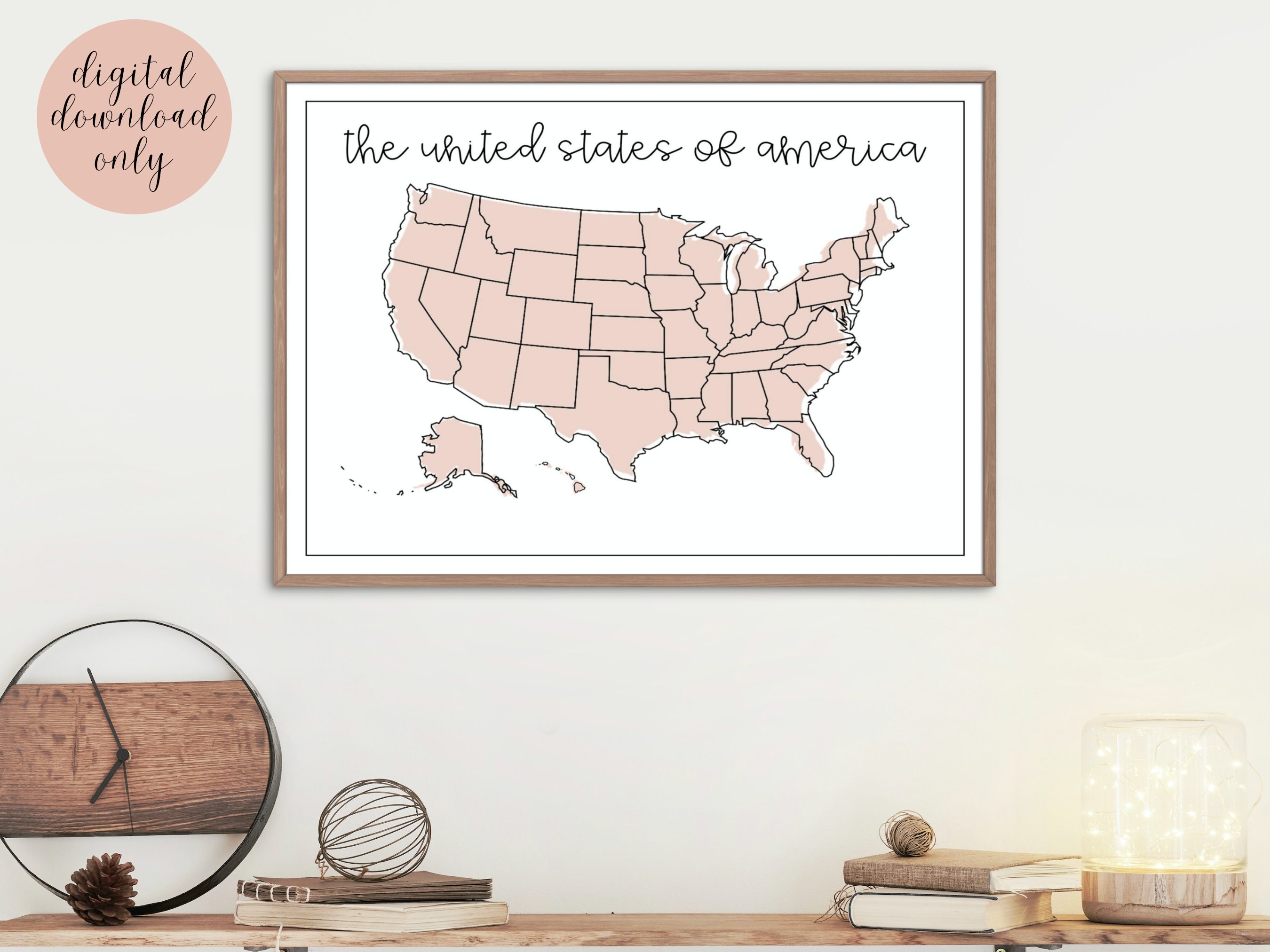 United States of America Map | Boho Rainbow, Printable Map, United ...