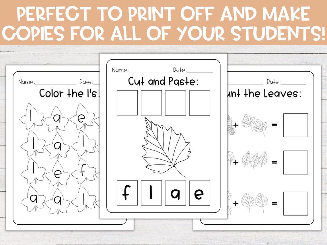 Leaf Worksheets Homeschool Worksheet Bundle Preschool - Etsy