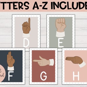 American Sign Language ABC Posters | ASL Posters, Boho Rainbow ASL ...
