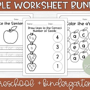 Apple Worksheets | Homeschool, Worksheet Bundle, Preschool Worksheets ...
