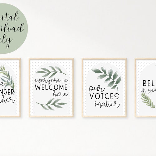 Modern Greenery Motivational Posters Classroom Decor - Etsy