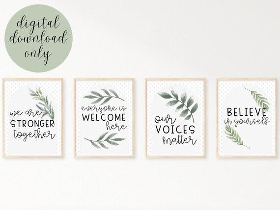 Modern Greenery Motivational Posters Classroom Decor - Etsy Australia