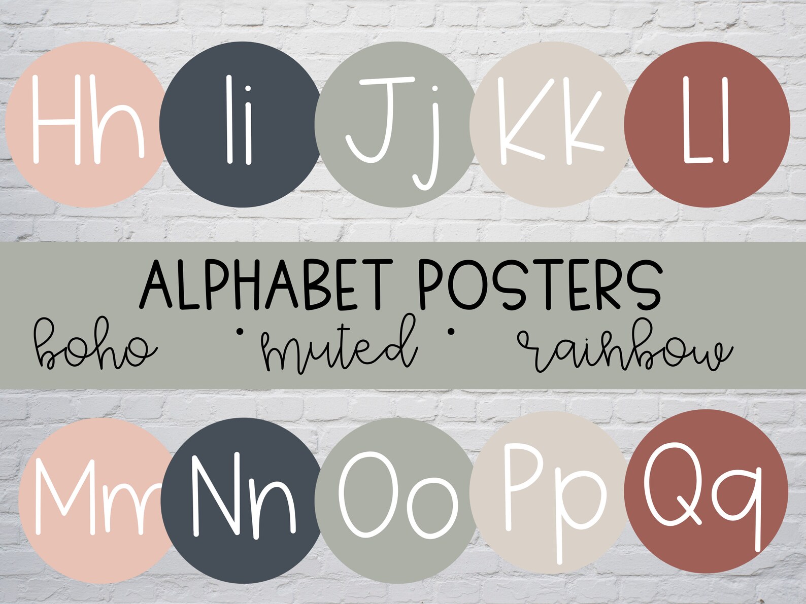 Boho Rainbow Alphabet Posters Classroom Decor Printable Wall | Etsy