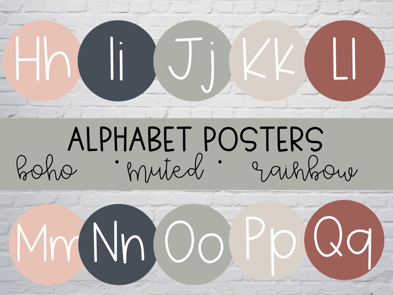 Boho Rainbow Alphabet Posters Classroom Decor Printable Wall | Etsy