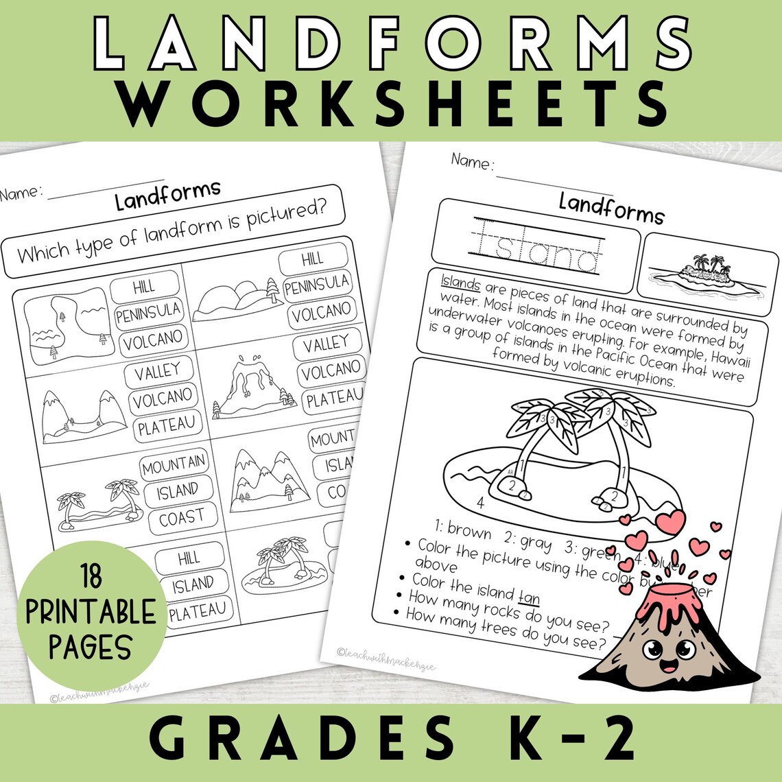 Landforms Worksheets for First Grade | Printable Landform Worksheet ...