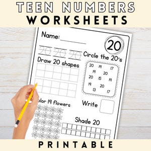 Teen Number Worksheets 10-20, Printable Teen Numbers Worksheets ...