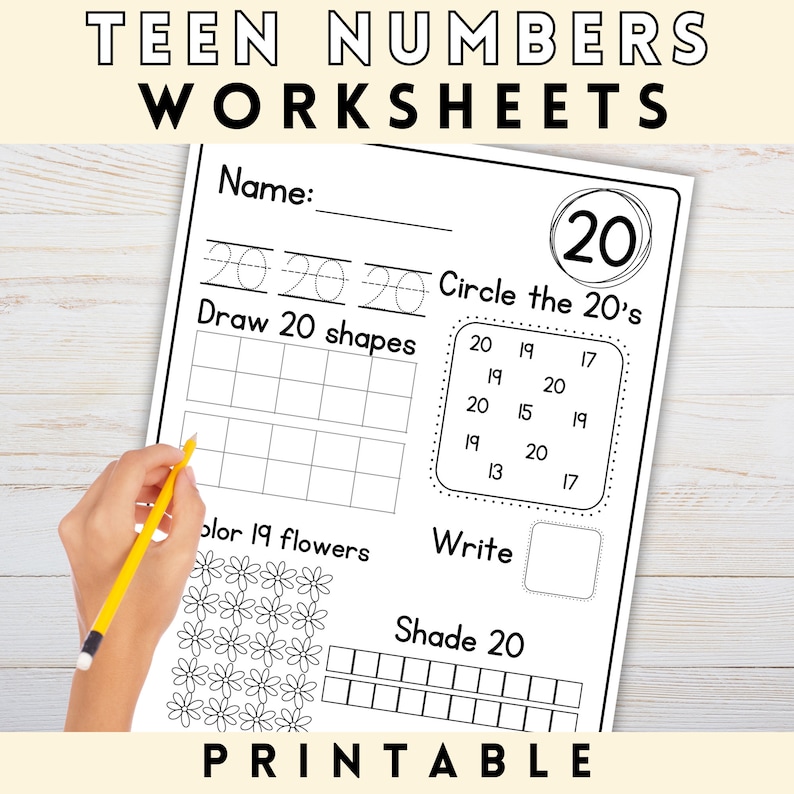 Teen Number Worksheets 10-20, Printable Teen Numbers Worksheets ...