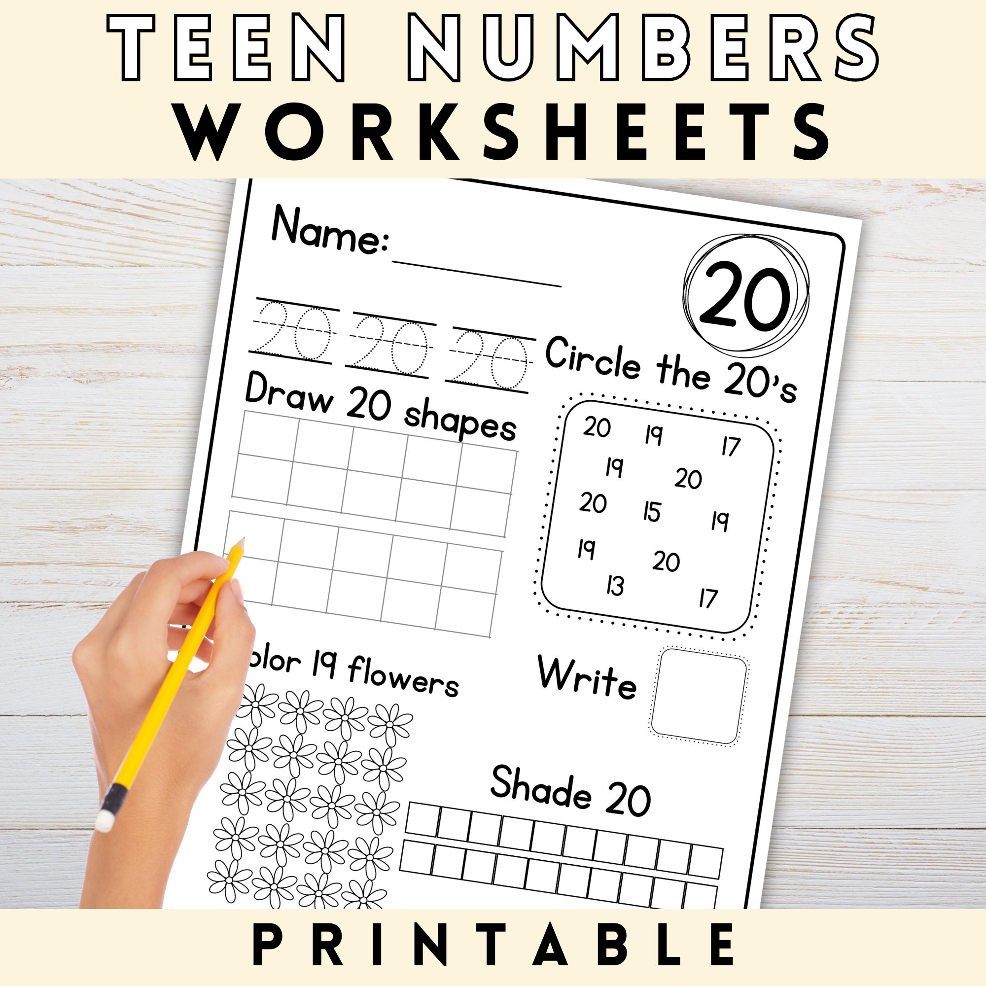 Teen Number Worksheets 10-20, Printable Teen Numbers Worksheets ...