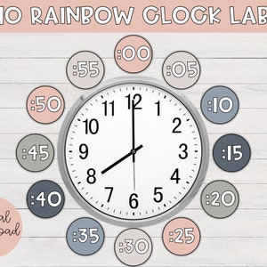 Boho Classroom Clock Labels | Boho Clock Numbers, Boho Rainbow ...