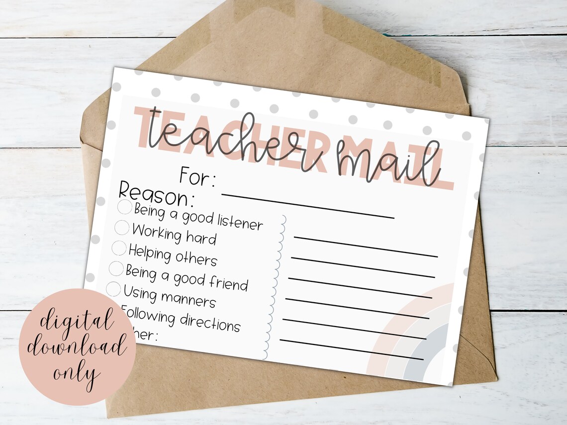 Printable Teacher Mail Boho Rainbow Back to School Teacher - Etsy