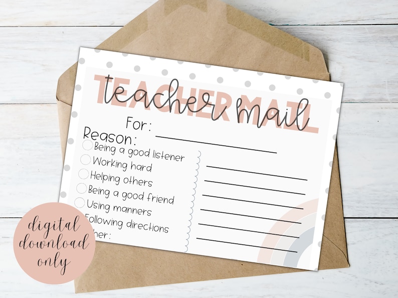 Printable Teacher Mail Boho Rainbow Back to School Teacher - Etsy