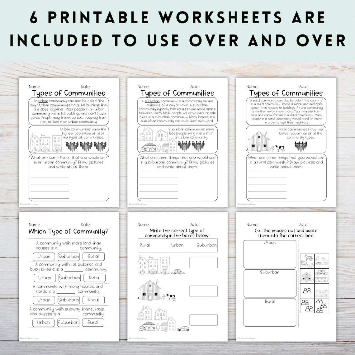 Types of Communities Worksheets | Printable Social Studies Worksheet ...