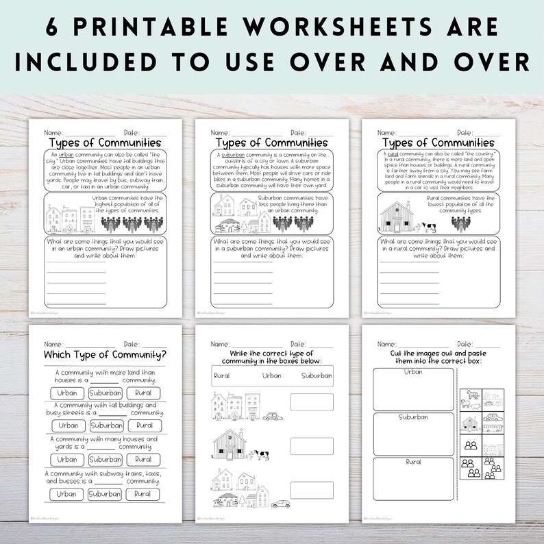 Types of Communities Worksheets Printable Social Studies Worksheet ...