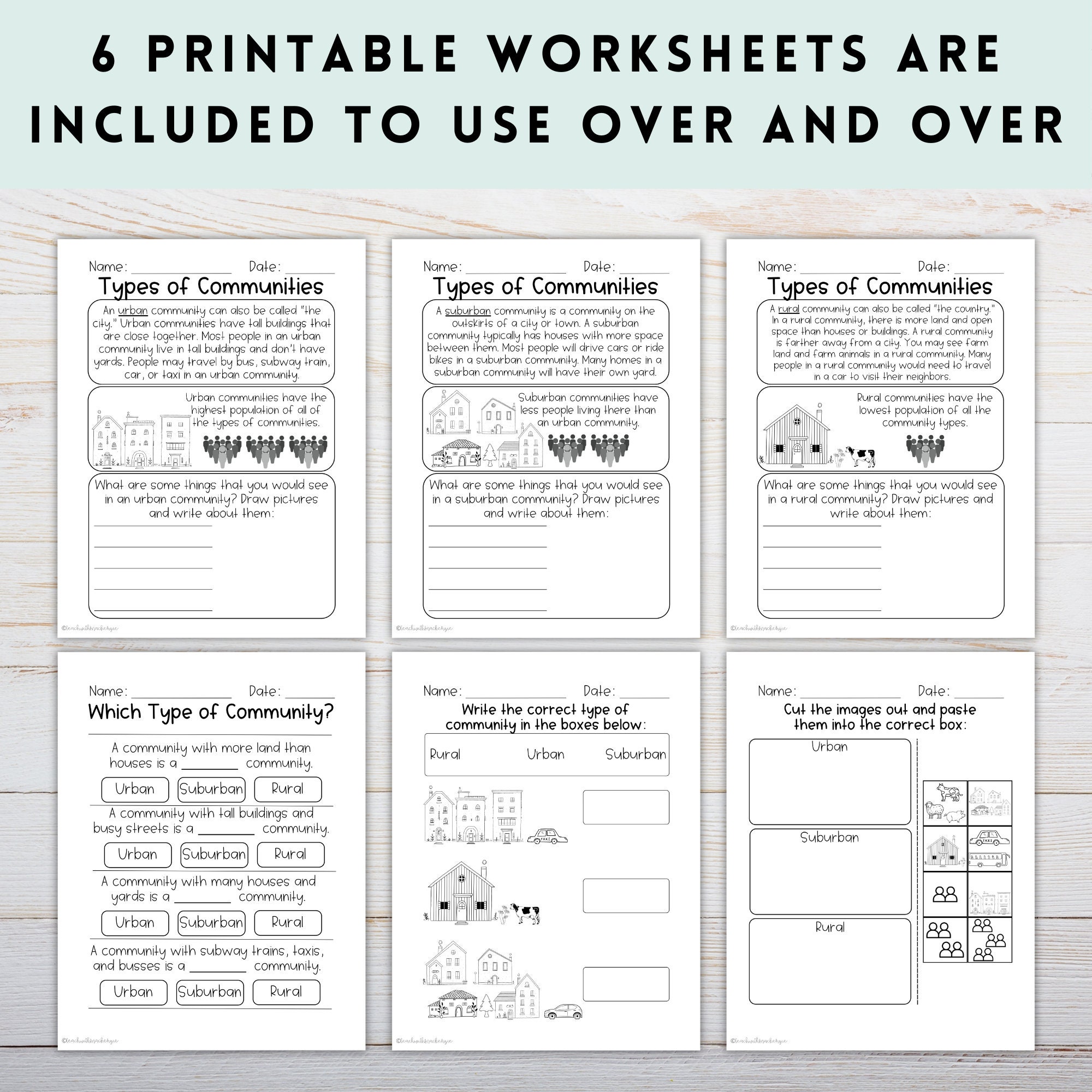 Types of Communities Worksheets Printable Social Studies Worksheet ...