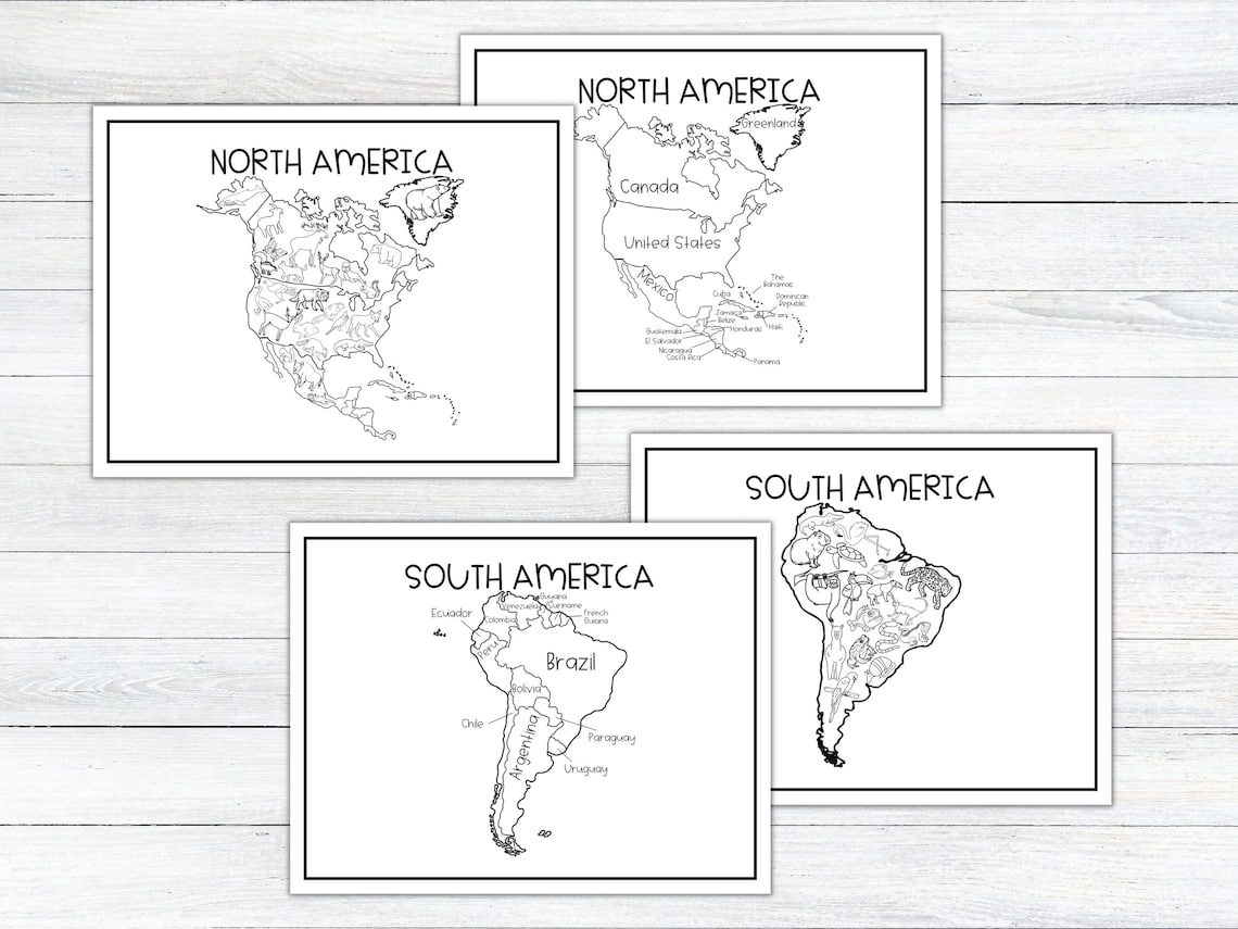 7 Continents Maps and Coloring Sheets Worksheets Homeschool - Etsy