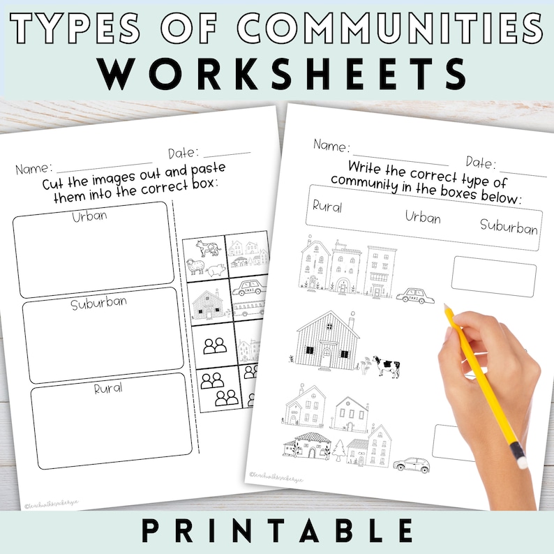 Types of Communities Worksheets Printable Social Studies Worksheet ...