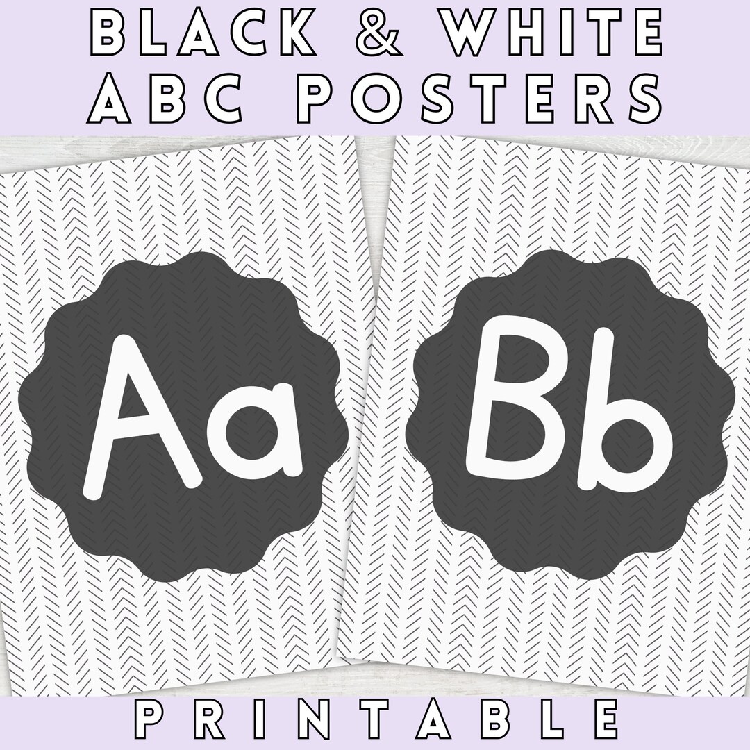 Black and White Alphabet Posters for Minimal Classroom Decor, Black ...